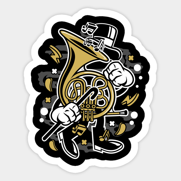 Funny French Horn Cartoon French Horn Sticker Teepublic